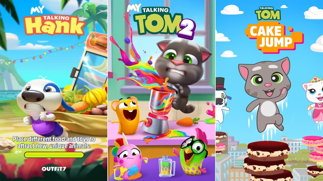 My Talking Tom 2 VS Talking Tom Cake Jump | My Talking Hank Cute Puppy ...