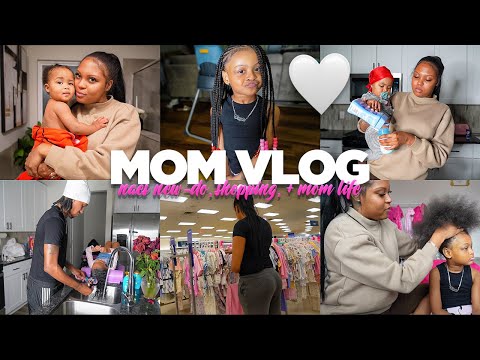 MOM VLOG: going spring shopping, nae got new braids,  family time + clean my house with me ♡