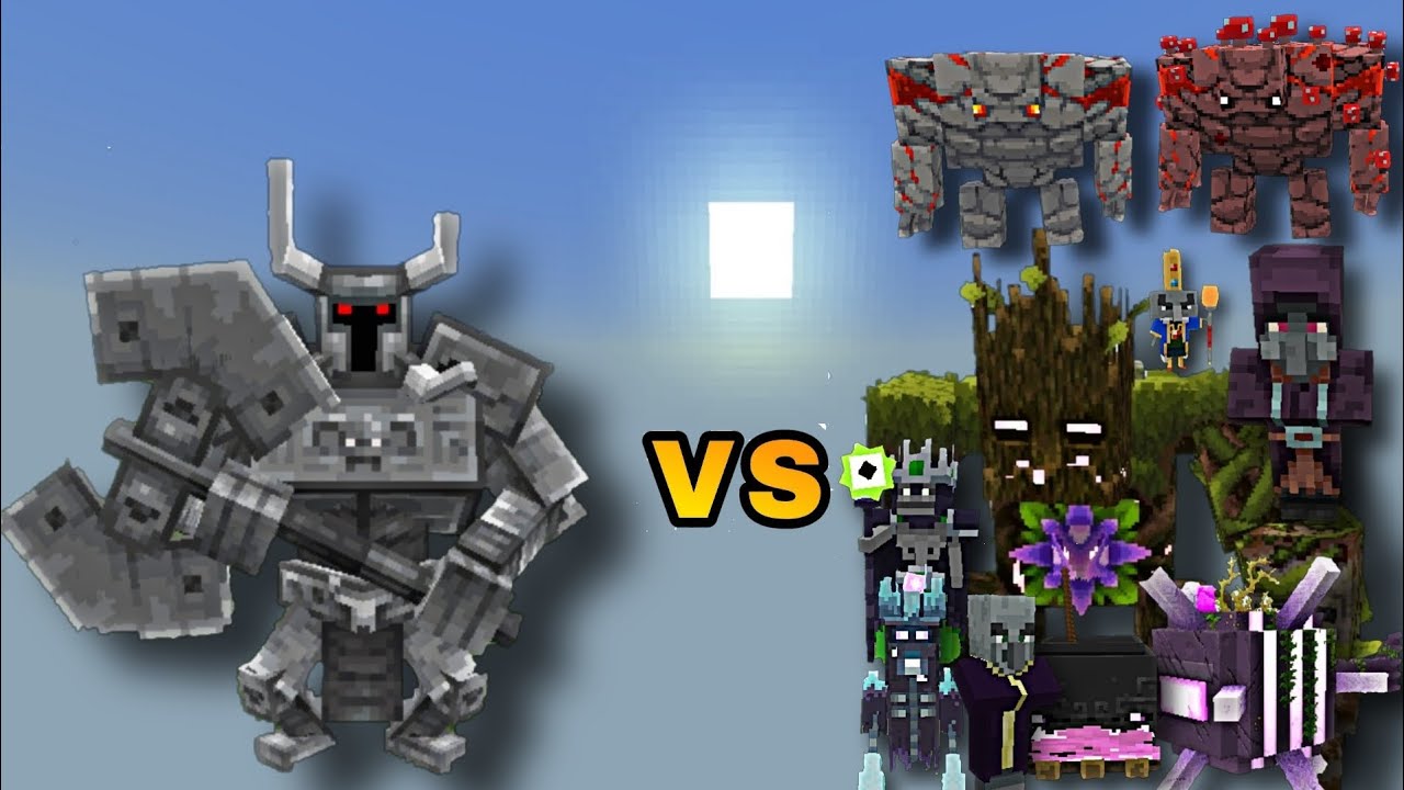 Ferrous Wroughtnaut vs MC Dungeons Mobs and bosses | Minecraft Bedrock ...