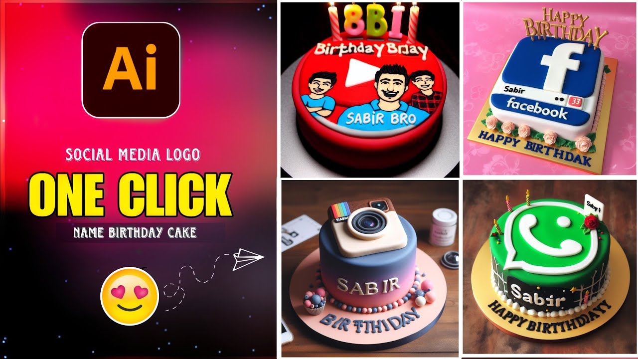 How to Create Social Media Logo Birthday Cake Photo Editing in ...