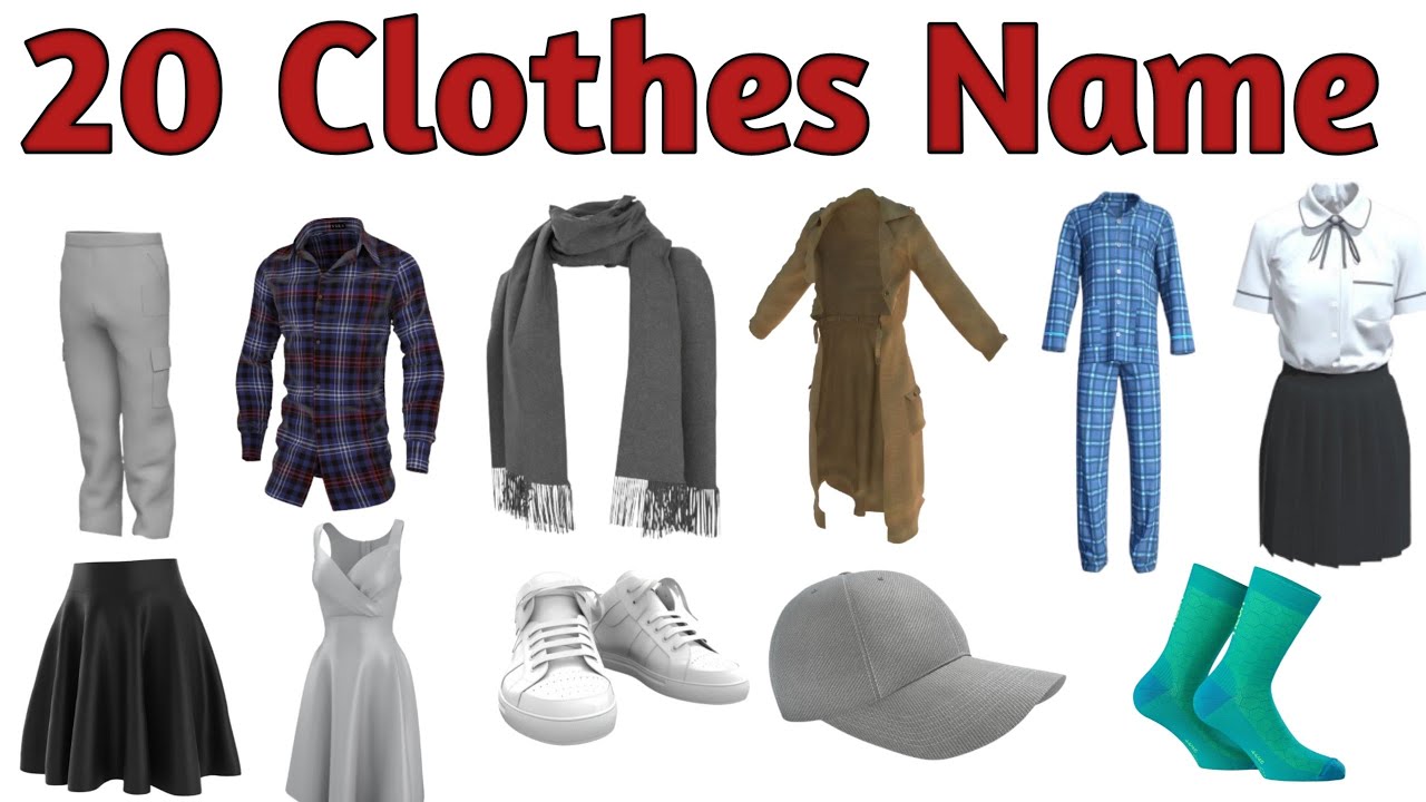 Clothes Name for Kids | Learn 20 Clothes in English with Pictures 👗👖 ...