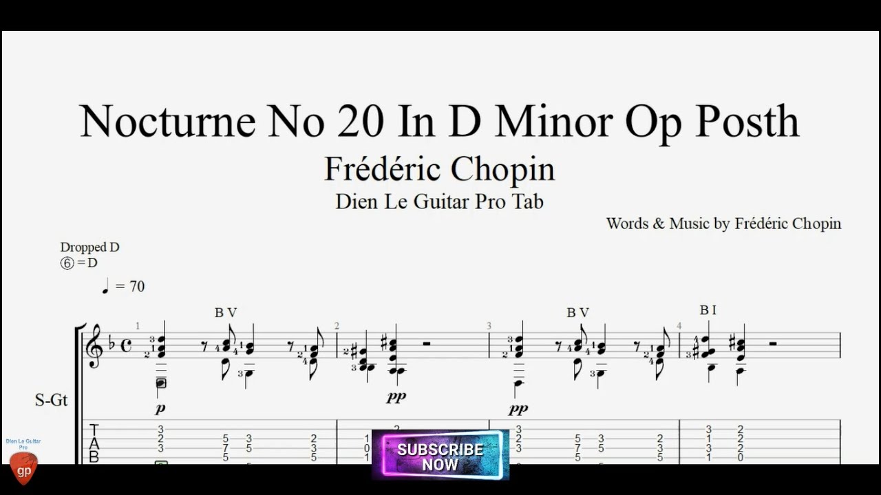 Nocturne No 20 In D Minor Op Posth by Frédéric Chopin with Guitar ...