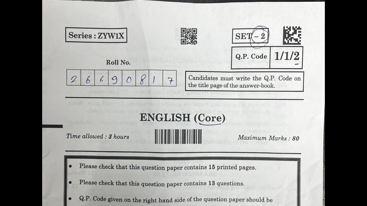 Class 12 English Answer Key CBSE 2025 - YouTube