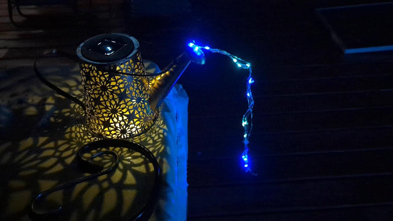 Unboxing:Solar Watering Can Lights, Multicolor String Lights Metal ...
