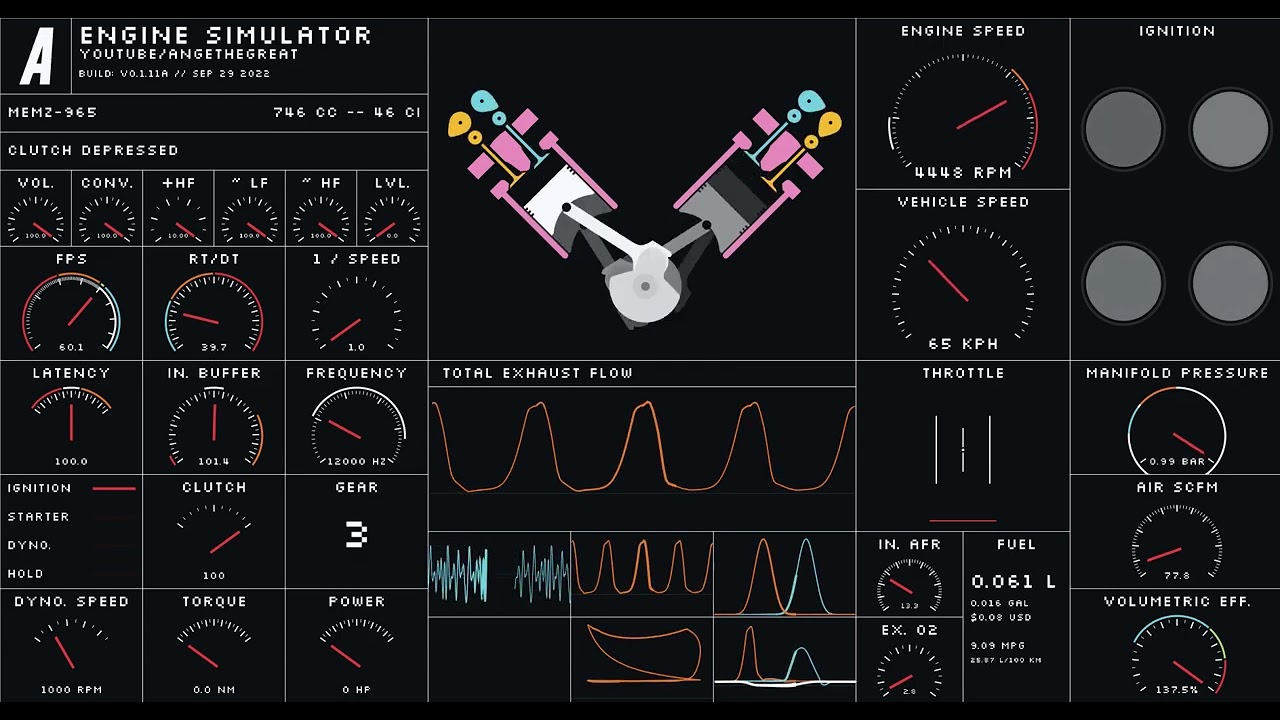 Engine Sim MeMZ-965 (ZAZ-965) V4 engine - YouTube