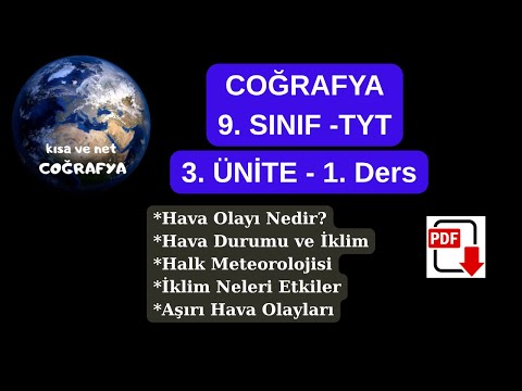9. Sınıf Coğrafya Hava Olayı, Hava Durumu, İklim, Halk Meteorolojisi, Aşırı Hava Olayları