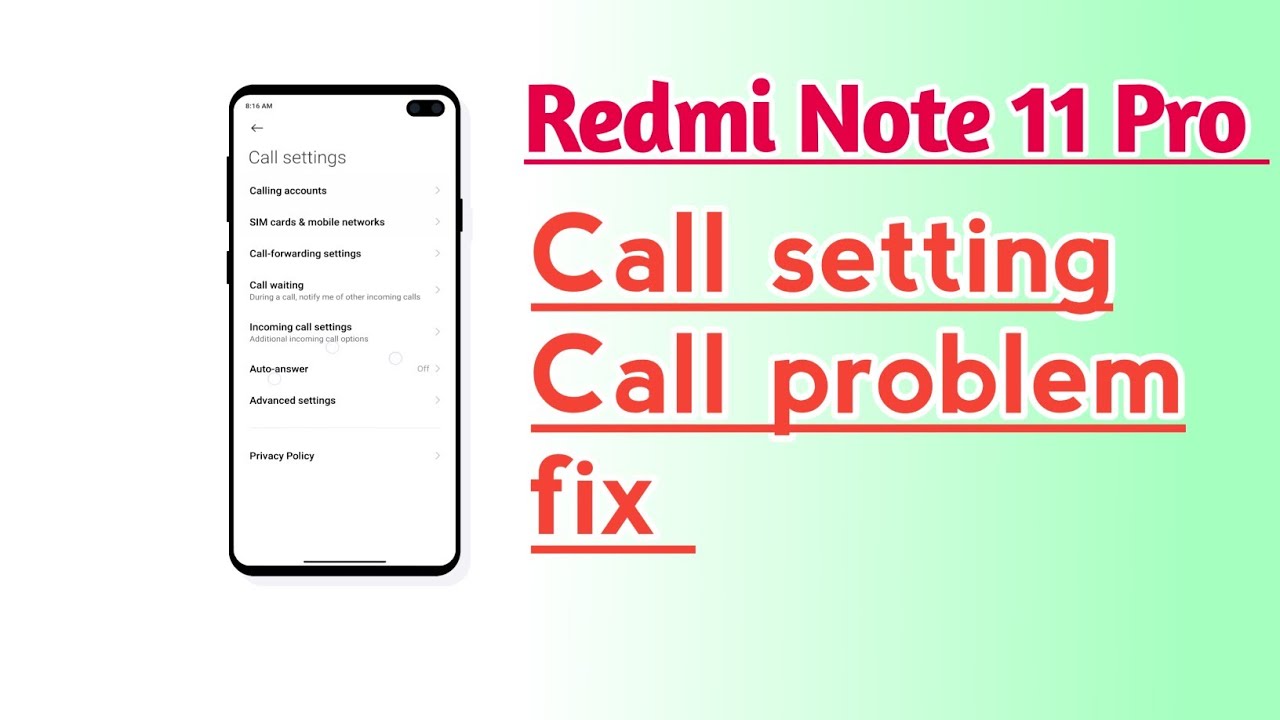 Redmi Note 11 Pro Call setting Call problem fix - YouTube