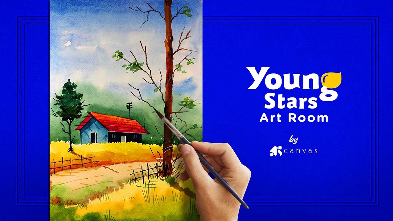 Easy village painting for beginners | Part 1| Education video | How to ...