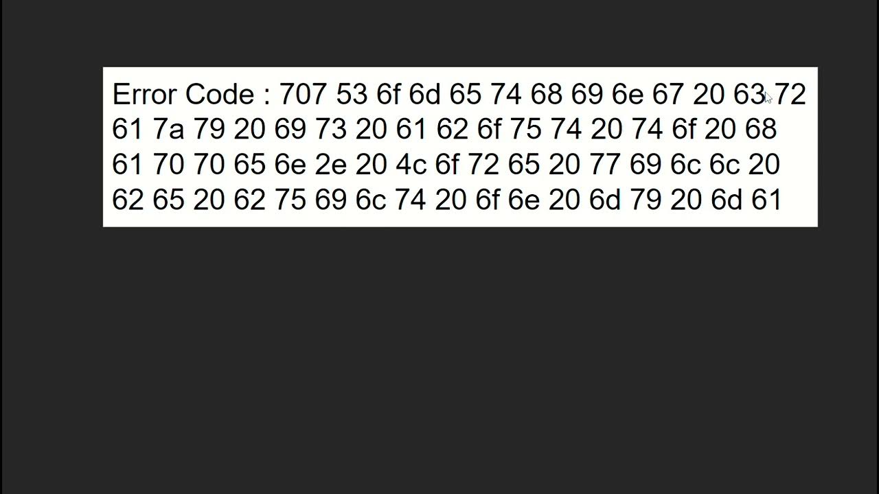 Error Code - YouTube