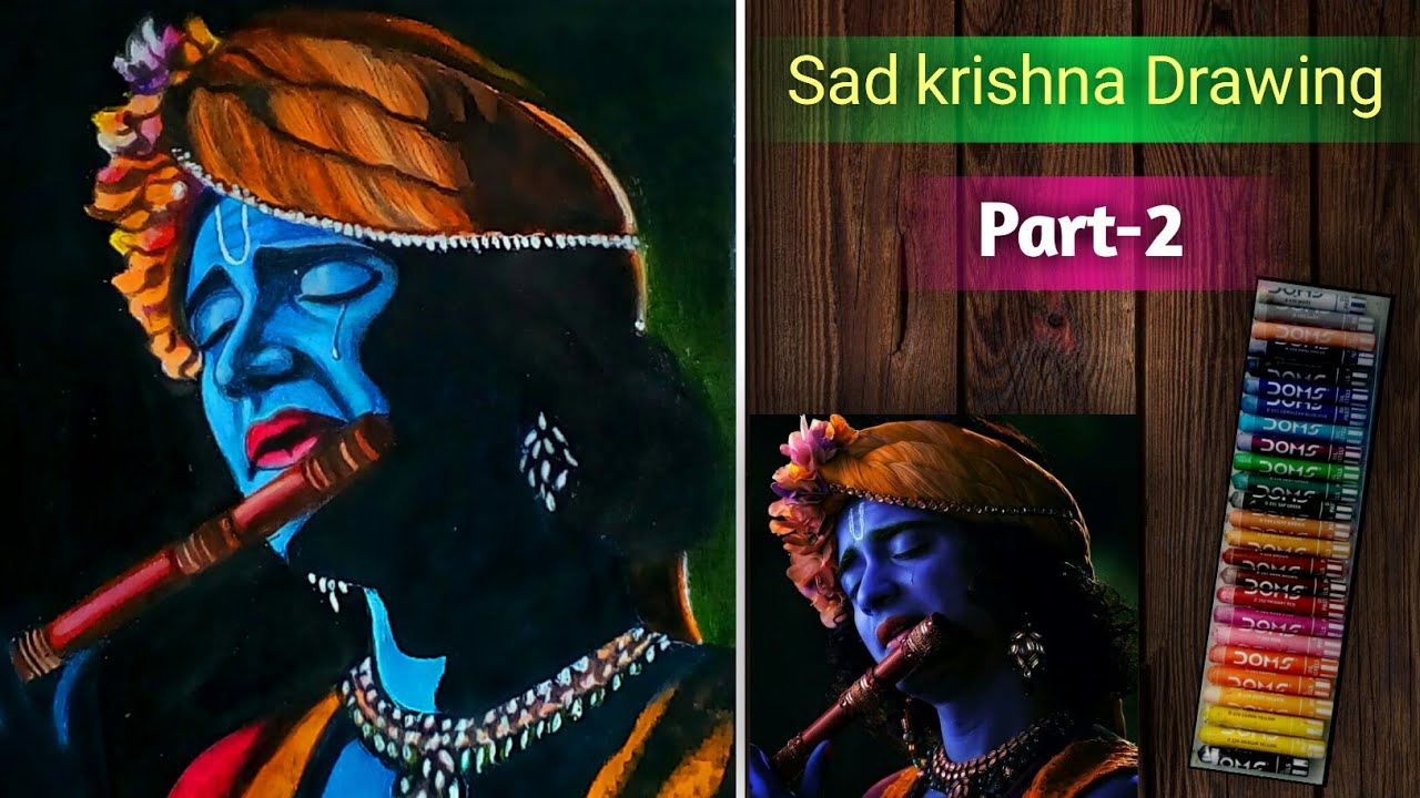 Sad krishna drawing # Oilpastel drawing # Part-2 # Sumedh Mudgalkar as ...