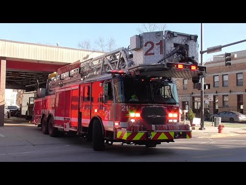 *FIRE* Chicago Fire Dept. Tower Ladder 21 Responding - YouTube