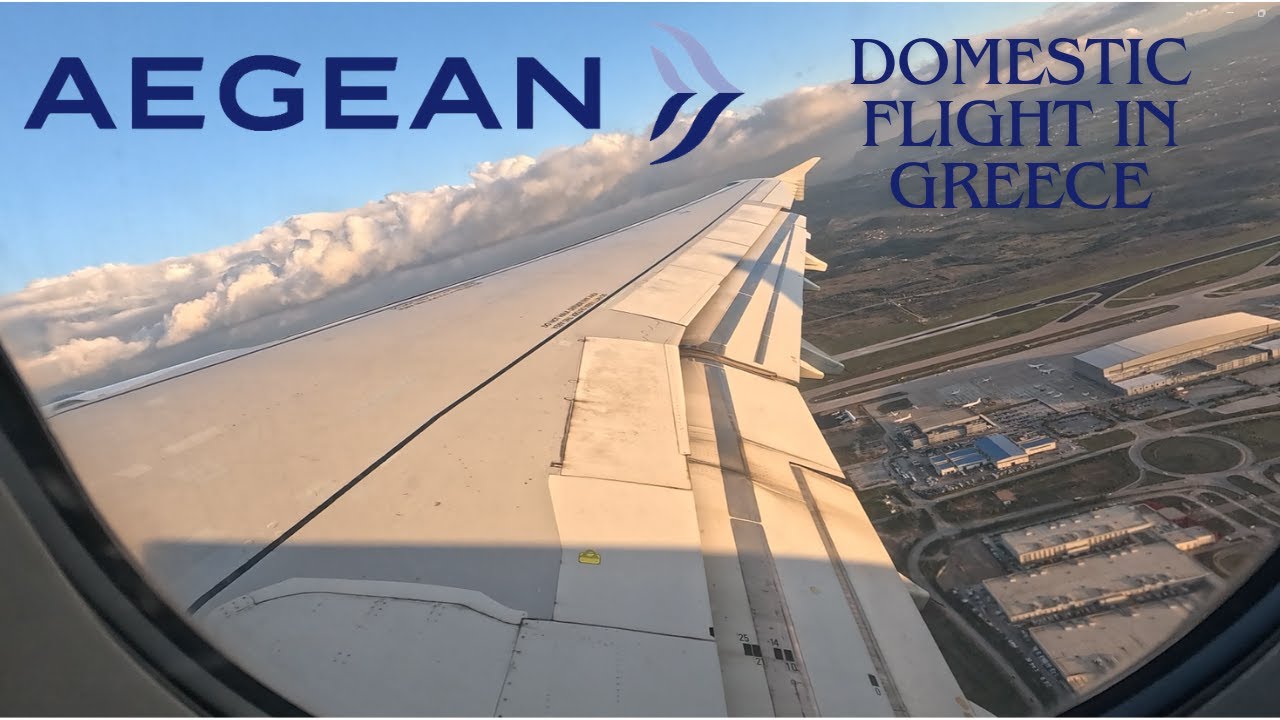 DOMESTIC FLIGHT IN GREECE Aegean Airlines Airbus A321 Take off from ...