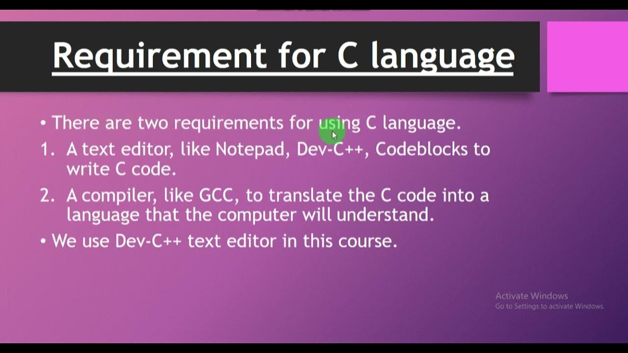 Introduction to C language || Lecture 01 - YouTube