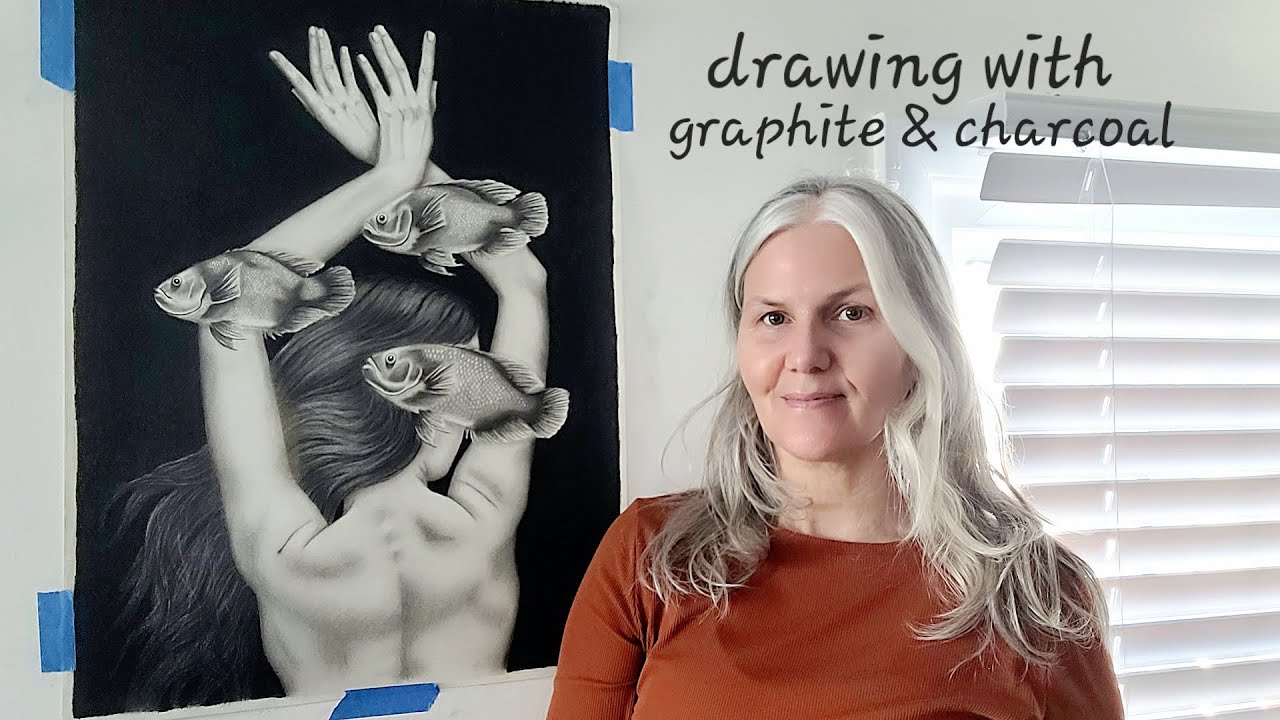 Three Graceful Fish - a graphite and charcoal pencil drawing - YouTube
