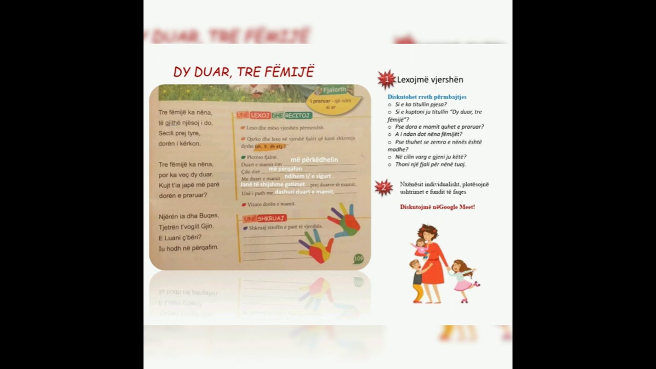 Tema Dy duar, tre fëmijë - Lënda Abetare - Klasa 1B - Mësuese Albana ...