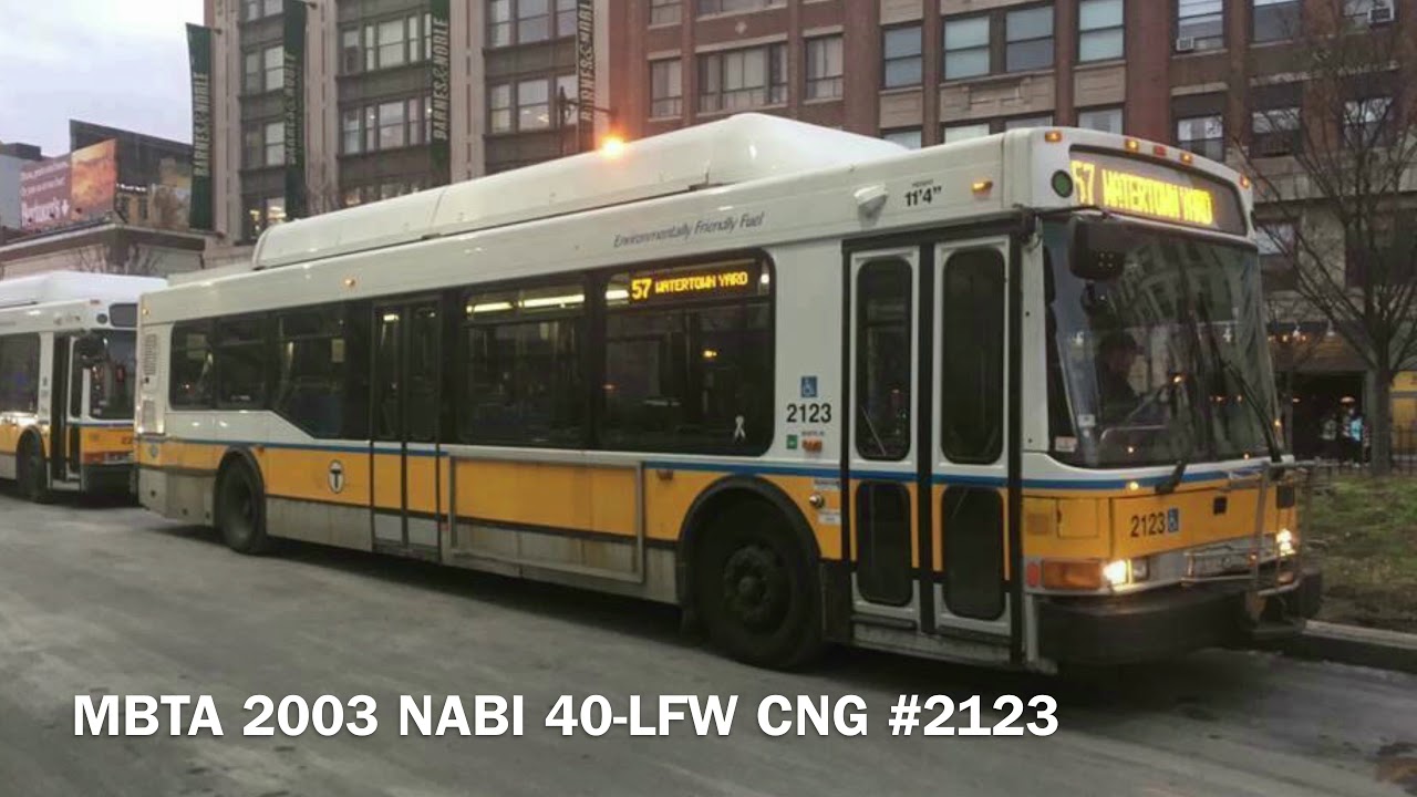 (RETIRED) MBTA 2003 NABI 40-LFW CNG #2123 TakeOff - YouTube