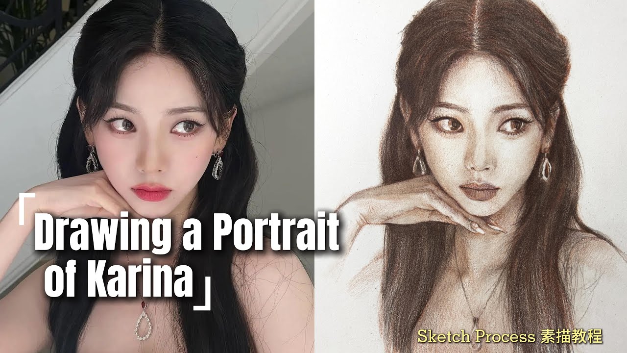 Drawing a portrait of Karina | Portrait Sketch | drawing | draw process ...