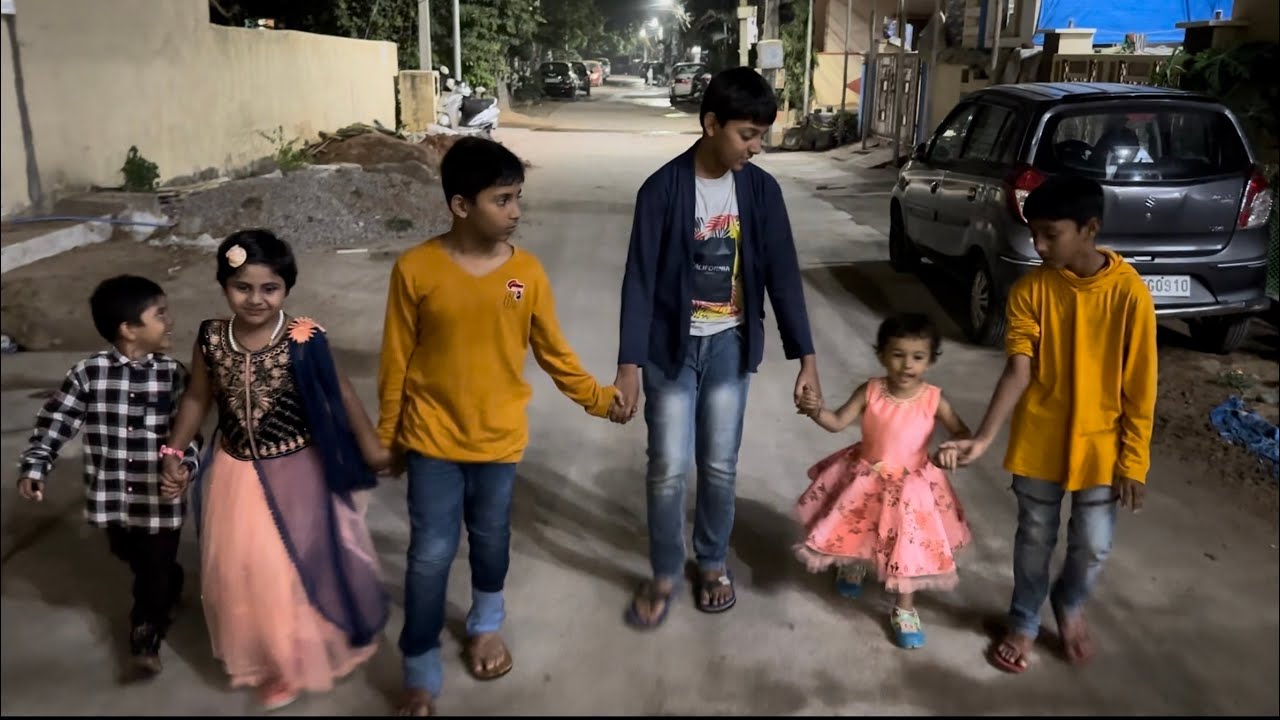 Baby kids night walk with cousins - YouTube