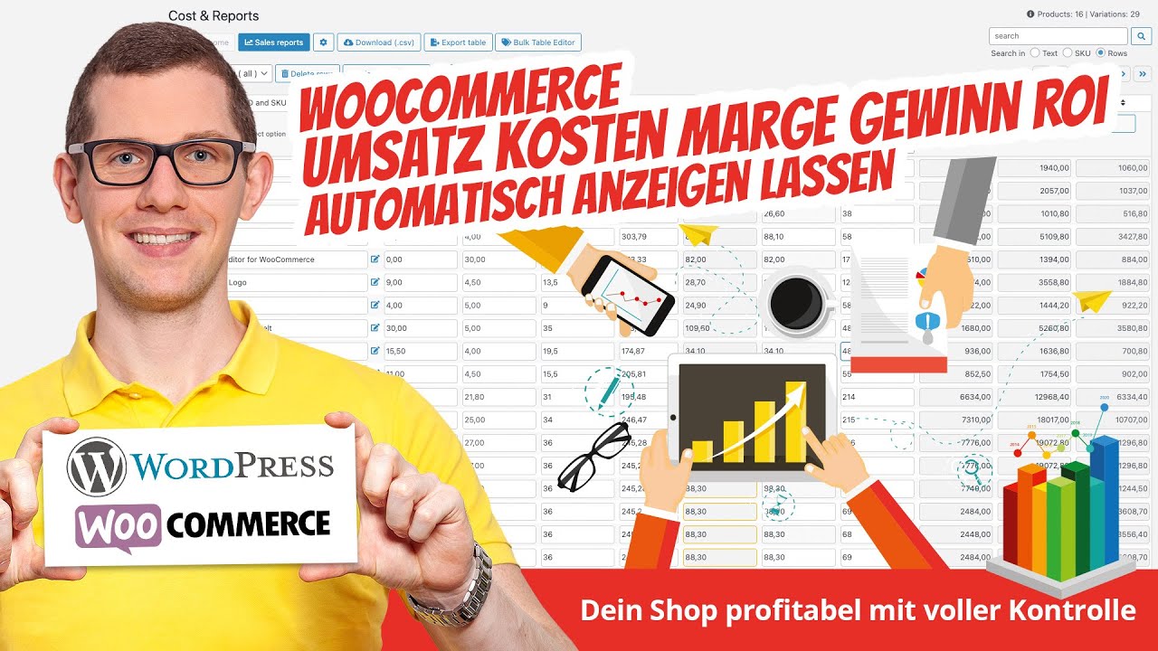 Umsatz Kosten Marge Gewinn ROI 📊 automatisch in WooCommerce berechnen 📈 ...