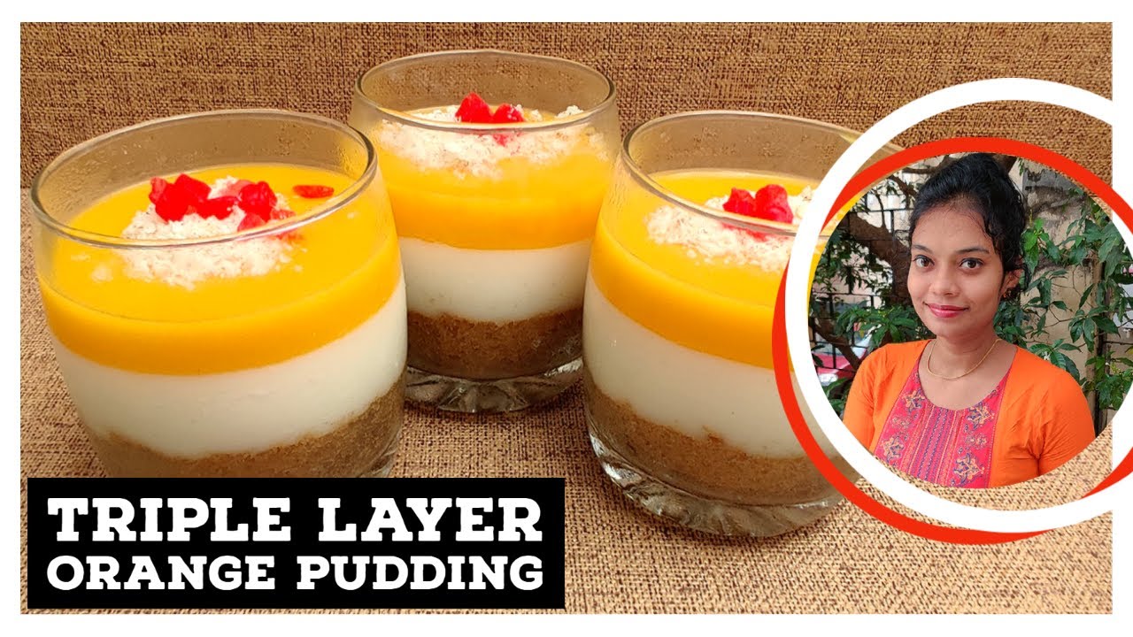 Triple Layer Orange Pudding/Easy & Simple Pudding /3 Layer Orange ...