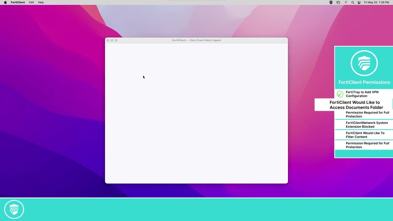 Installing The FortiClient Mac Agent Giving Required Permissions
