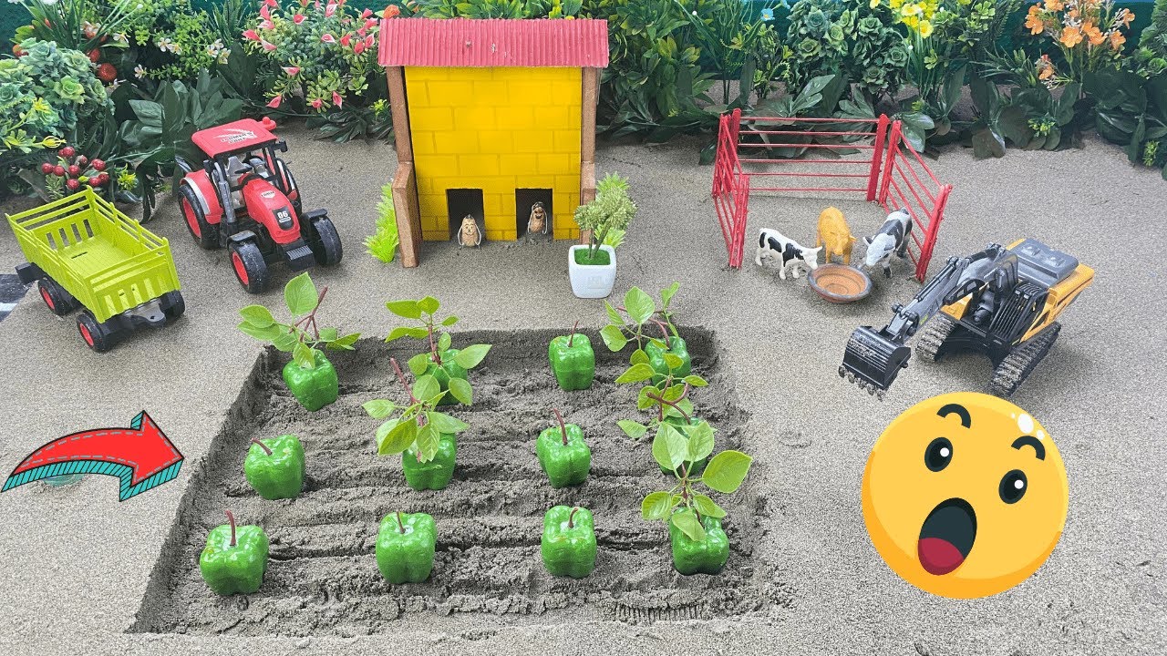DIY mini Farm Diorama with house for Cow & Pig | Mini Tractor Trolley ...