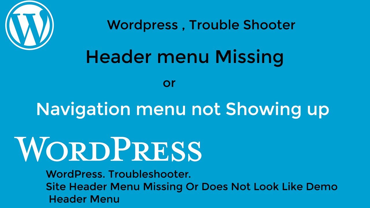 How To Resolve Missing Header Menu Issue After Wordpress Template Installation Youtube