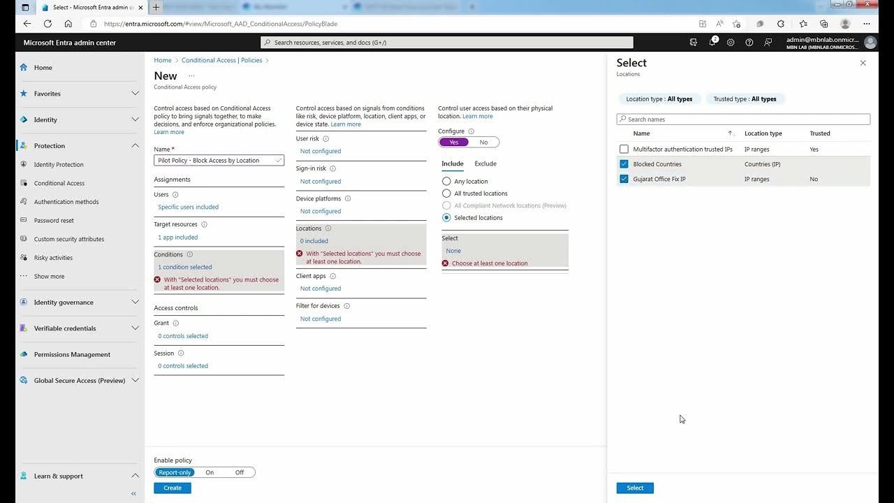 SC-300 LAB43. Conditional Access Policy to Block Access by Location - YouTube
