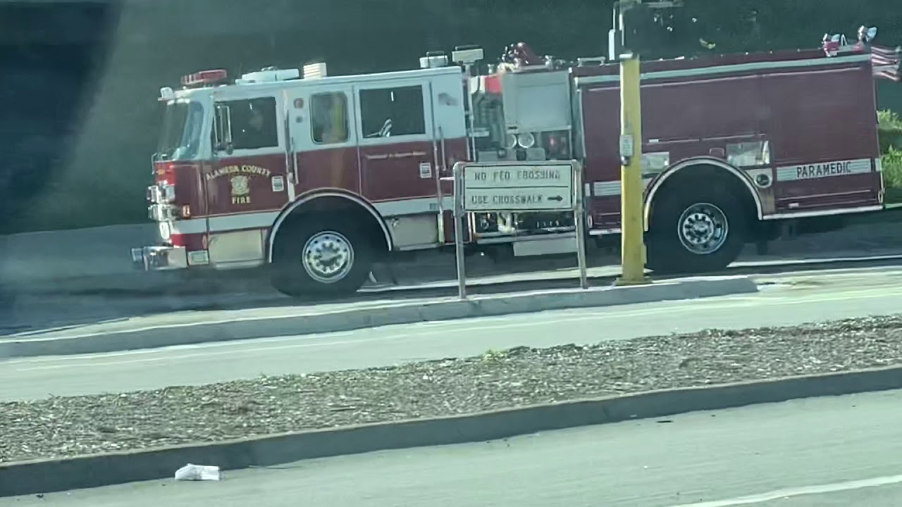 Alameda county fire department engine 24 returning to the fire station ...