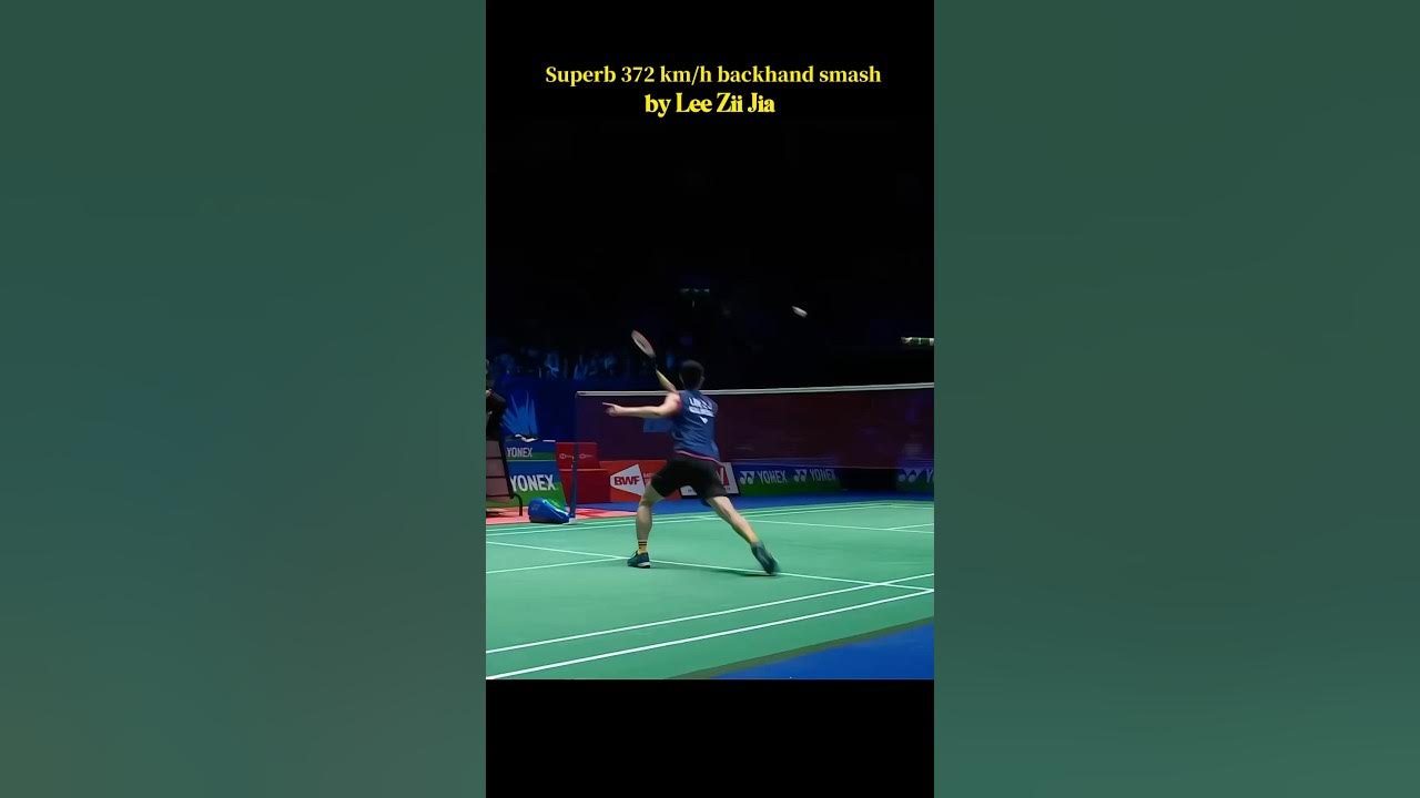 Superb 372 km/h backhand smash by Lee Zii Jia #AllEngland2022 Lee Zii Jia vs. Lakshya Sen # ...