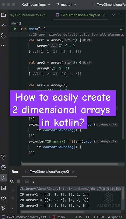 2 dimensional arrays in kotlin | Learn Kotlin. #kotlin - YouTube