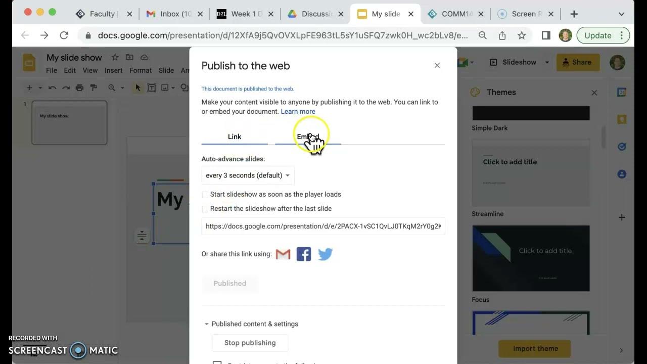 Embed Google Slides into D2L - YouTube