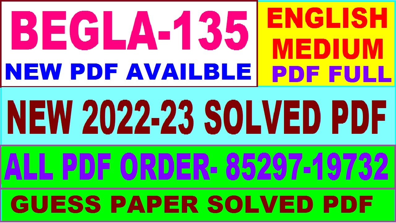 begla 135 solved assignment 2022-23 / begla 135 solved assignment in ...