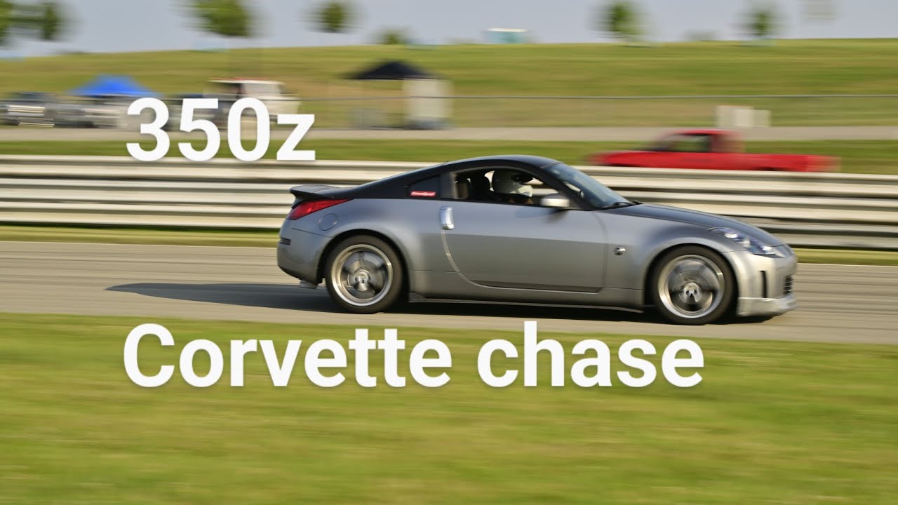 350z chases Corvette at PittRace SCCA track night 2024 - YouTube