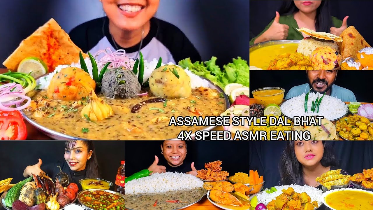 EATING ASSAMESE STYLE KHAR DIA MATI MAHOR DALI, MIXED VEGETABLE,ALOO ...