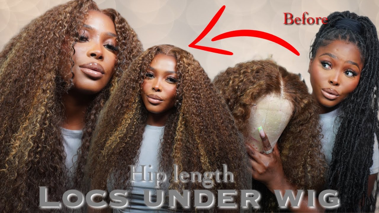 HOW I INSTALLED A WIG OVER HIP LENGTH LOCS😱|GLUELESS & EASY INSTALL ft ...