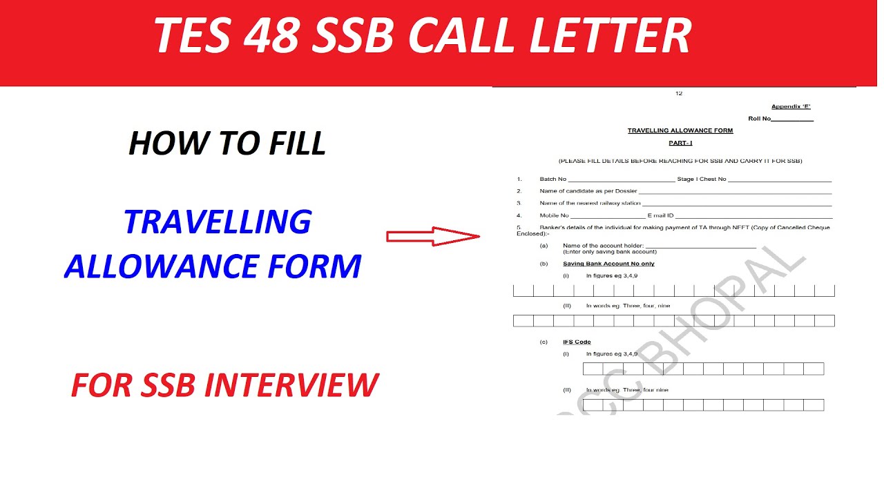 How To Fill TES 48 Travelling Allowance Form | TA Form For TES 48 SSB ...