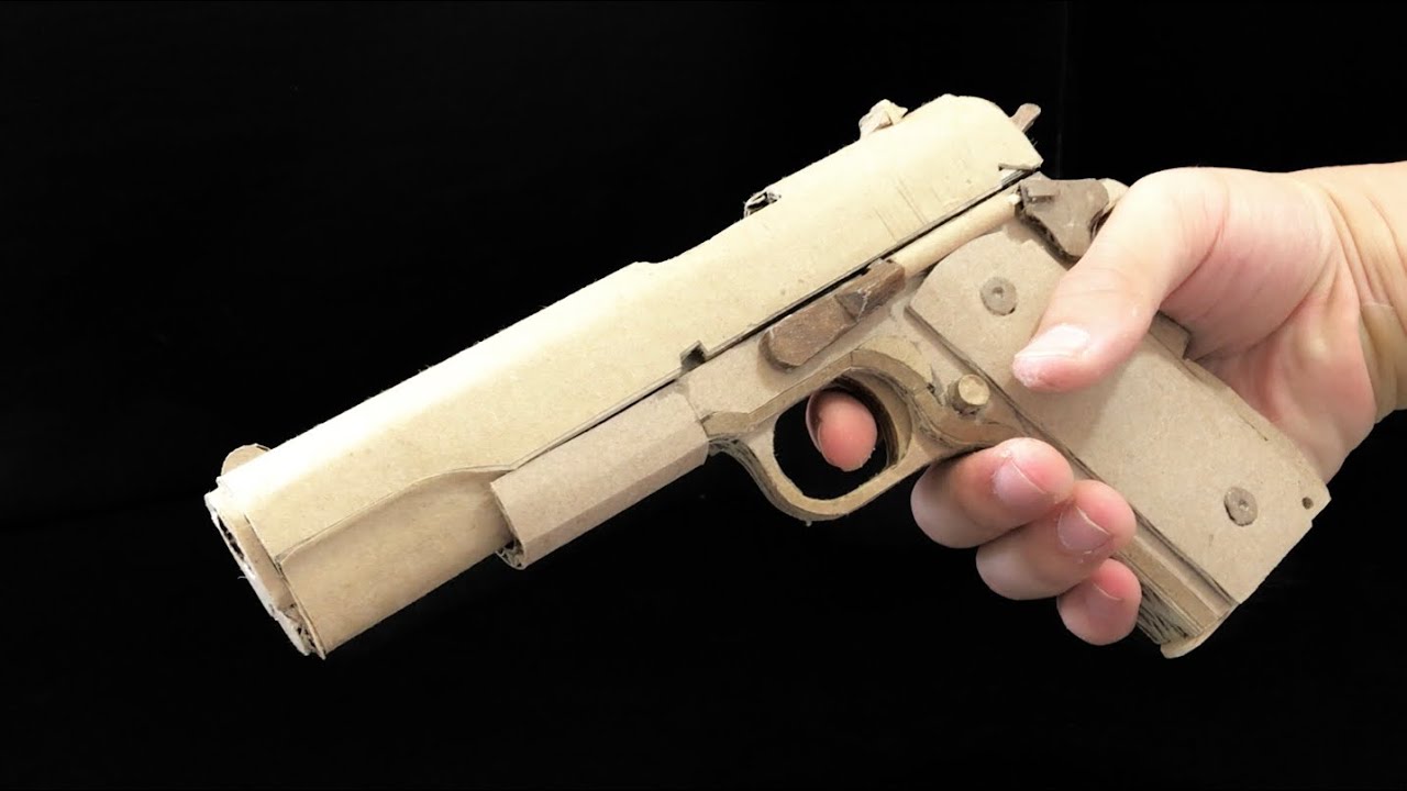 How to make a Cardboard Colt m1911 that shoot with shell ejection ...