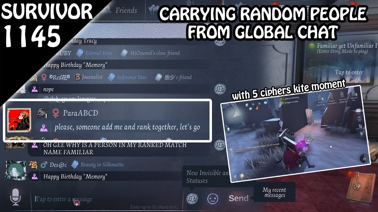 Carrying random people from global chat challenge - Survivor Rank #1145 ...
