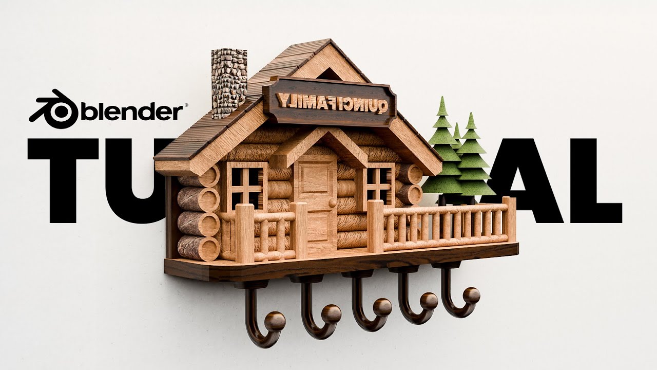 Blender Tutorial - 3D Printable Wood House Key Hanger - YouTube