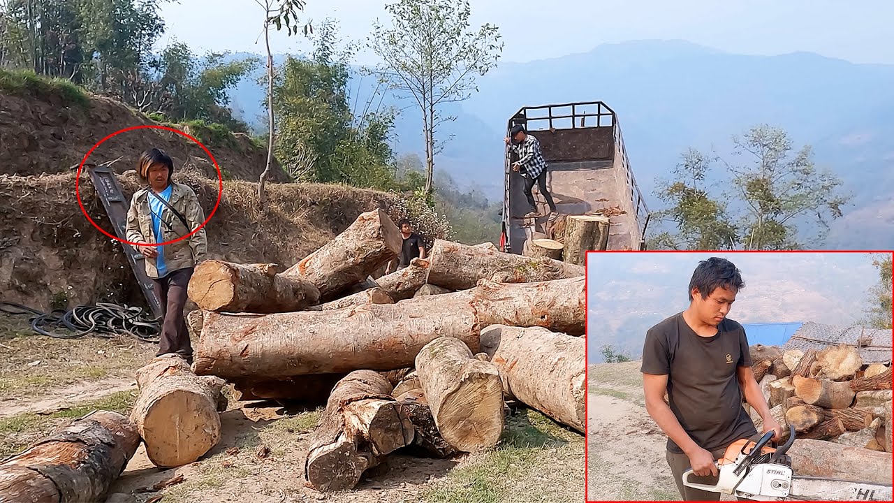 Mr. Nati helping surya to make pig's wood pot to feed pig || rural ...