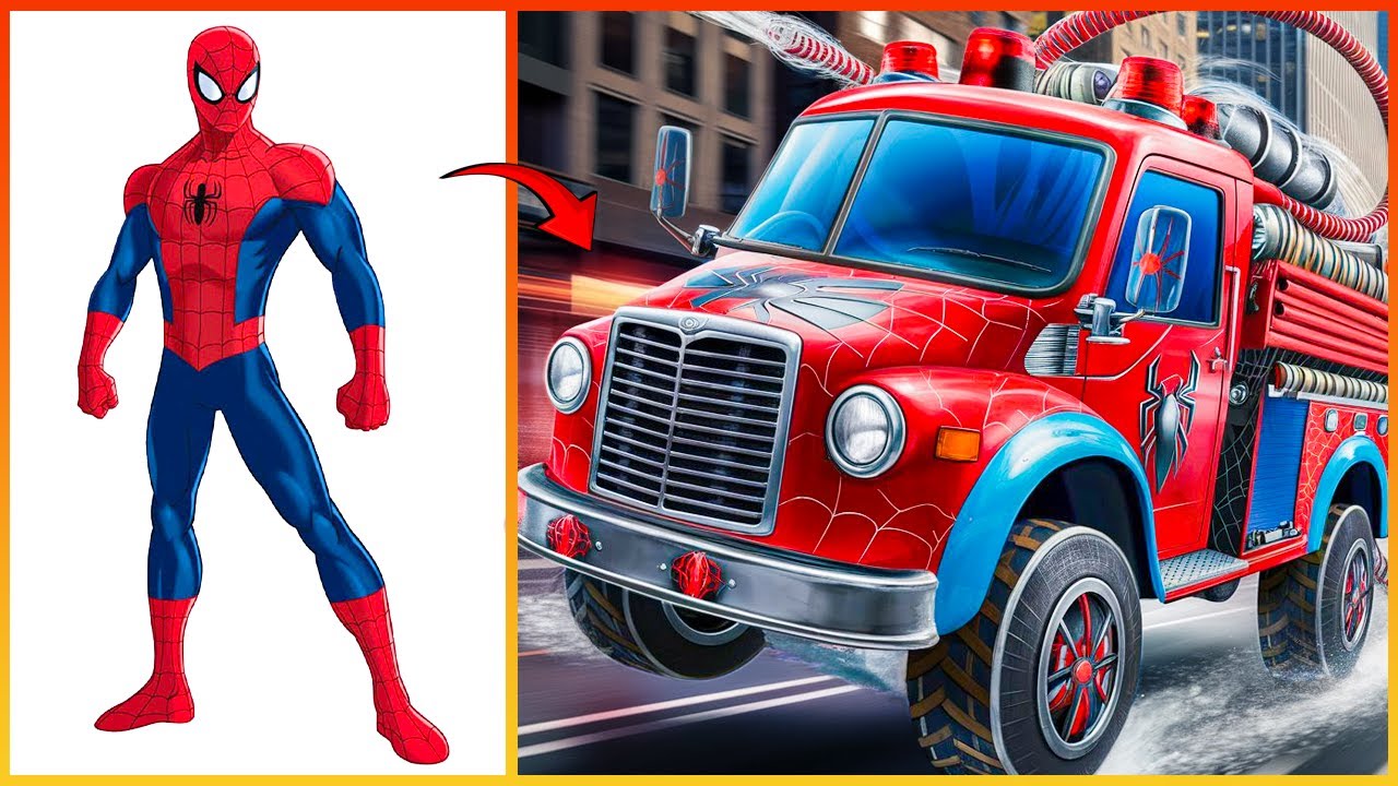 Giant Fire Truck Heroes 🚒: Marvel & DC Superheroes Transform into ...