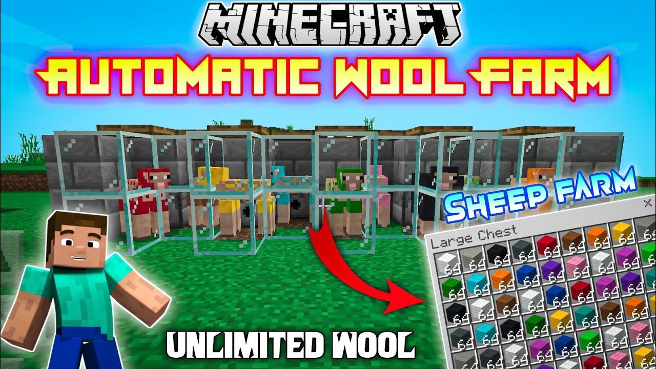 Automatic WOOL FARM in Minecraft PE 1.19 || Sheep Farm || Easy Wool ...