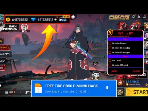 FREE FIRE MAX DIAMOND HACK || FREE FIRE NEW MOD MENU OB47 || UNLIMITED ...