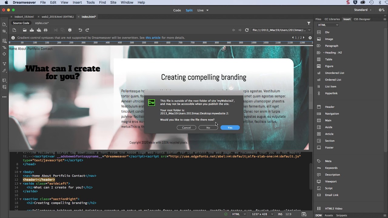 Adding Structure & Image with CSS in Dreamweaver - YouTube