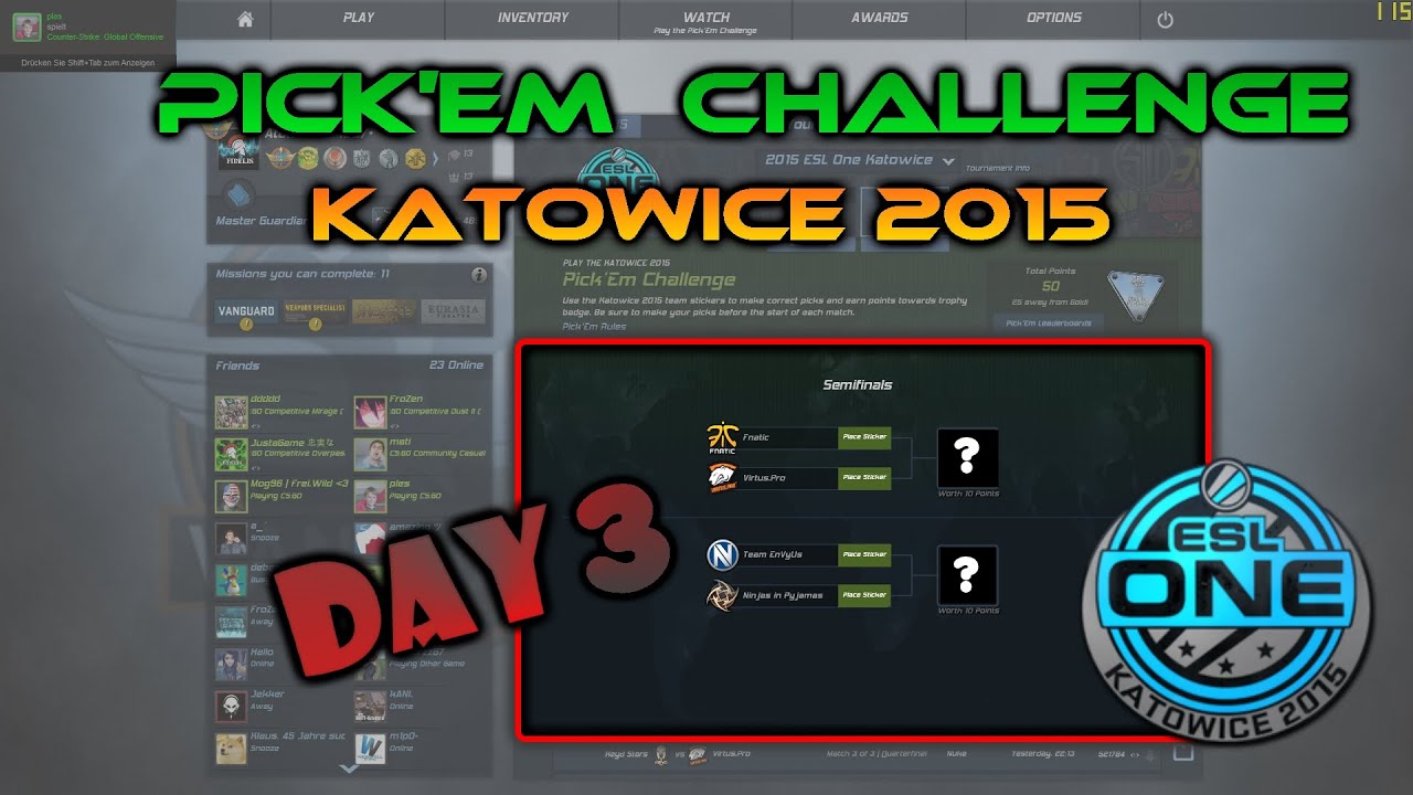 CS:GO Pick'em Challenge 2015 | Day 3 - YouTube