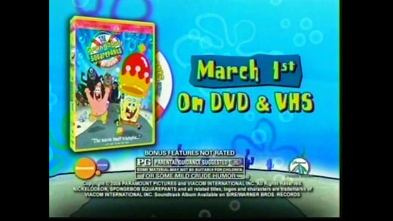 THE SpongBob SquarePants Movie DVD & VHS Promo, Nickelodeon NIKP 53 ...