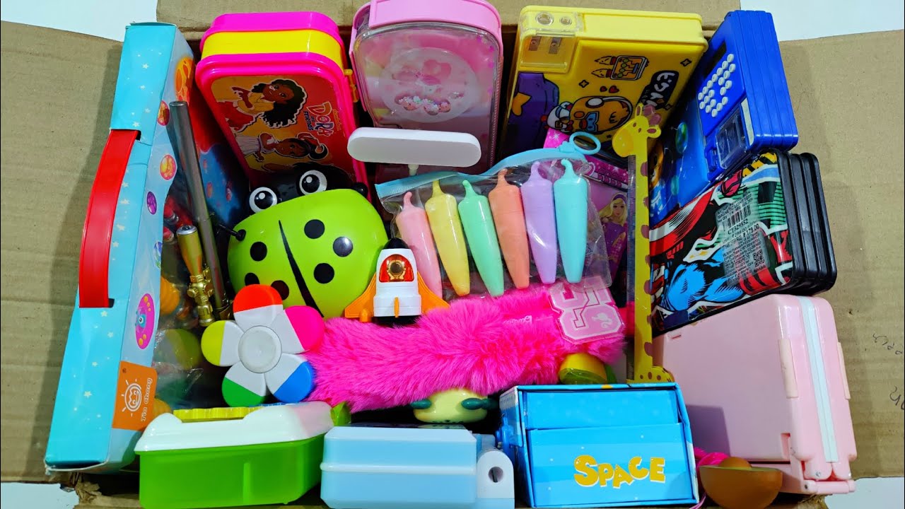Unboxing The Box Full of Stationery, geometry box, pen, pencil box ...