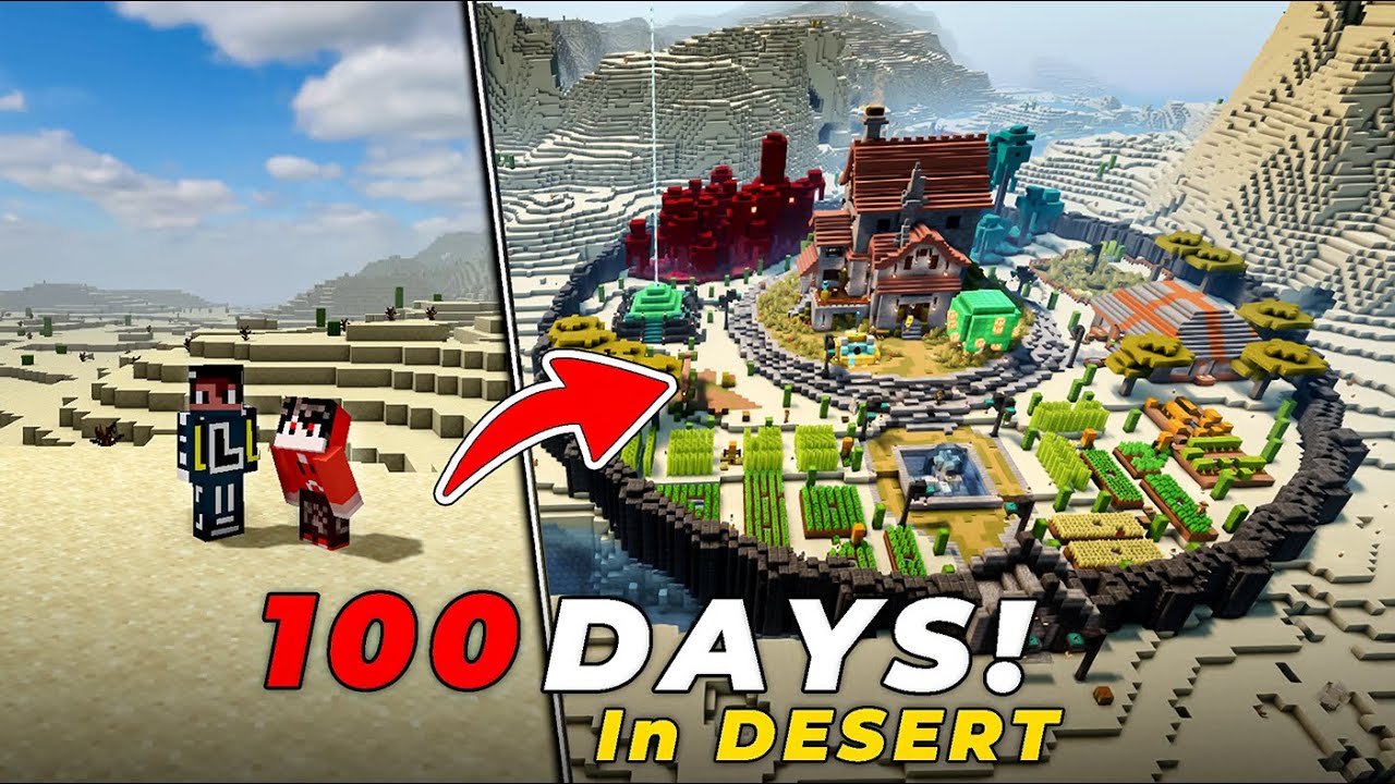 We Survived 100 DAYS On DESERT WORLD in Minecraft! (HINDI) - YouTube