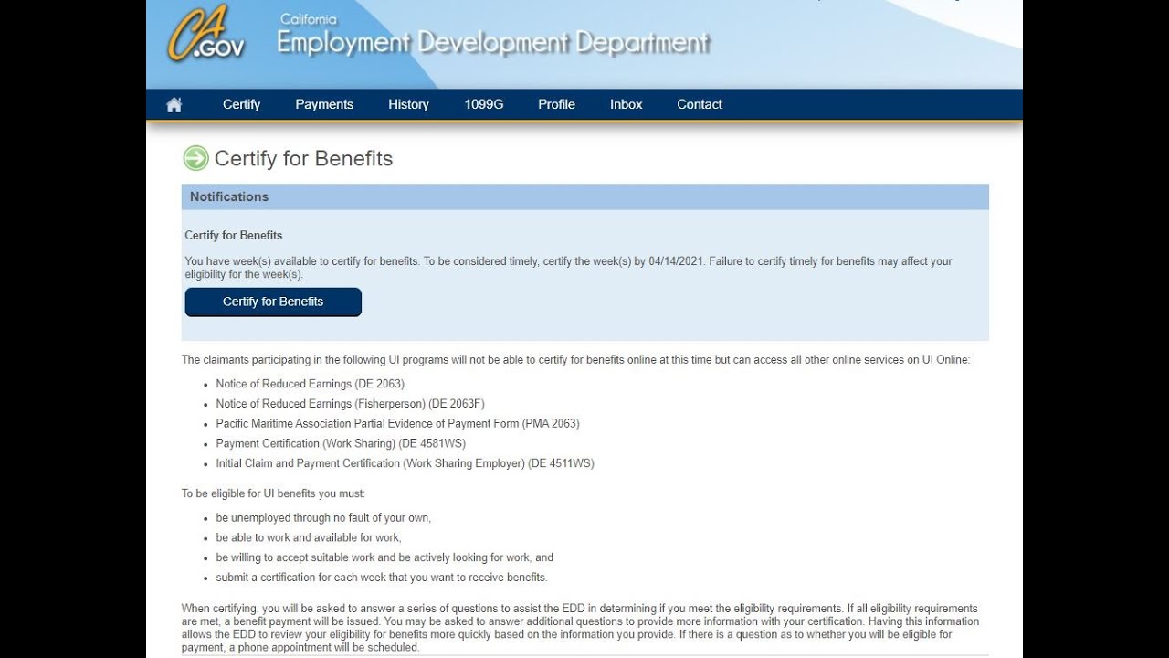 CA EDD Website Issues Certifying For Benefit s Options YouTube ca-edd-website-issues-certifying-for-benefit-s-options-youtube
